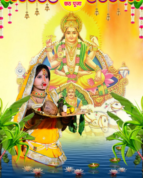 Happy Chhath Background HD With Girls For CB PicsArt Photo Editing ...