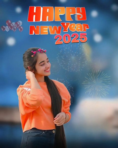 Happy New Year 2025 Girl Photo Editing Materials | OyePhoto
