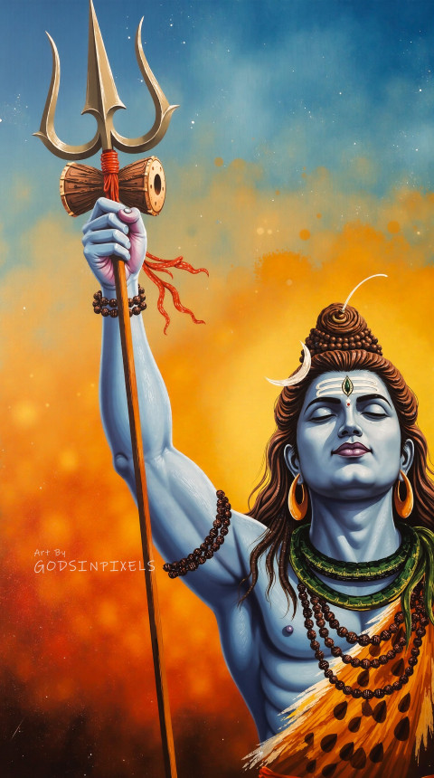 Lord Mahadev With Trishul Hd Photo Full Screen Wallpaper | OyePhoto