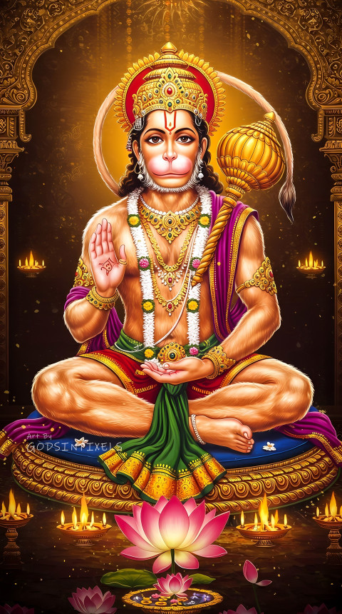 Sitting Hanuman Ji Photo Hd For Mobile Background Wallpaper Dp | OyePhoto
