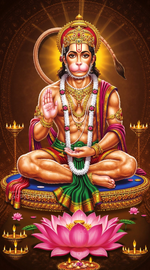 Sitting Hanuman Ji Photo Hd For Mobile Background Wallpaper Pic | OyePhoto