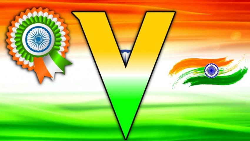V Letter Indian Flag Tiranga Photos Pictures 26 January | OyePhoto